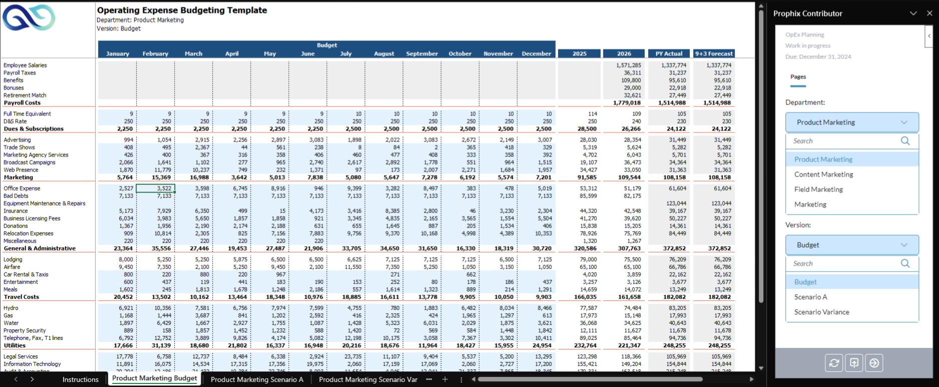 Prophix (Default) | Microsoft 365 Integration